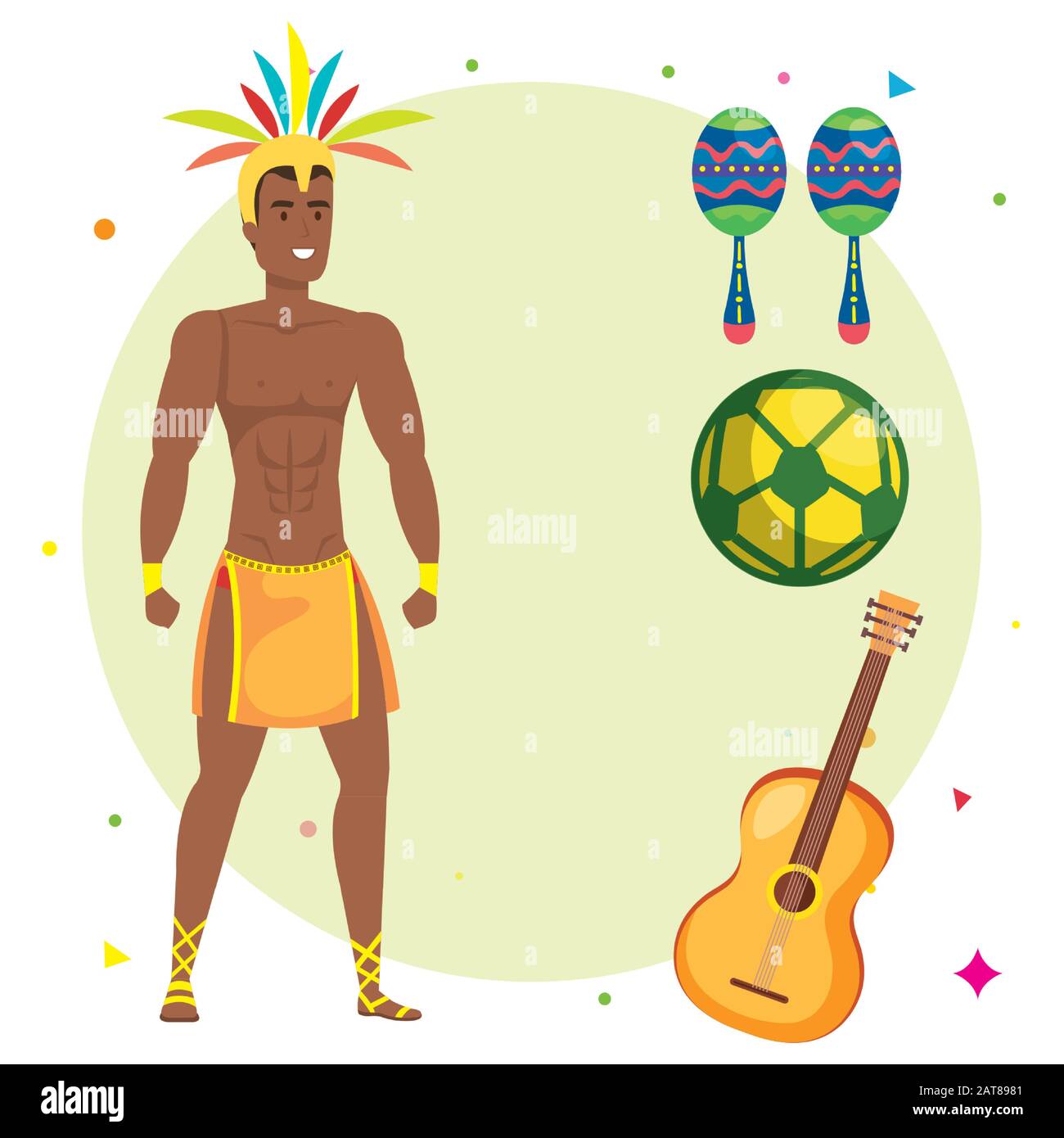exotic dancer man with icons traditional brazil Stock Vector Image ...