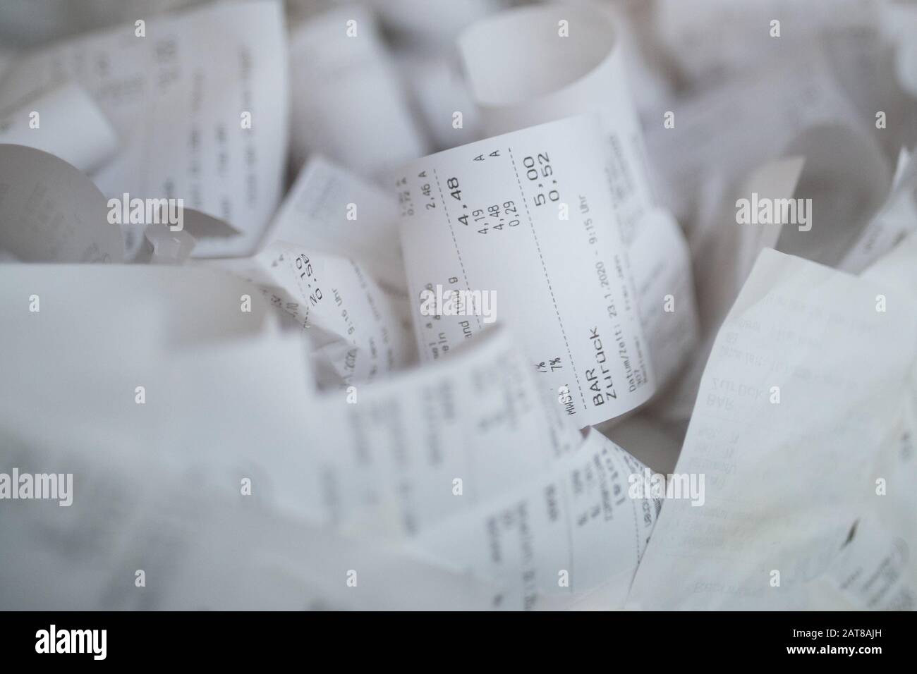 Ansbach, Germany. 23rd Jan, 2020. Receipts of sold bakery products are ...