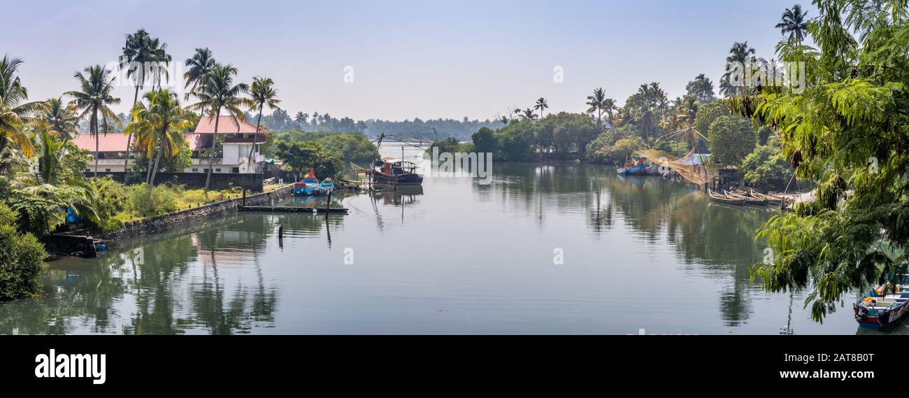 View of the beautiful scenery in Kerala India Stock Photo - Alamy