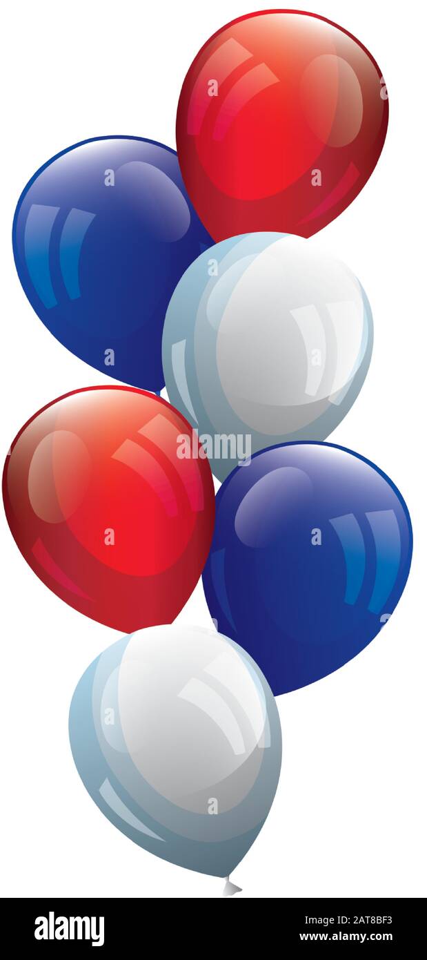 Balloons Helium White With Red And Blue Stock Vector Image And Art Alamy