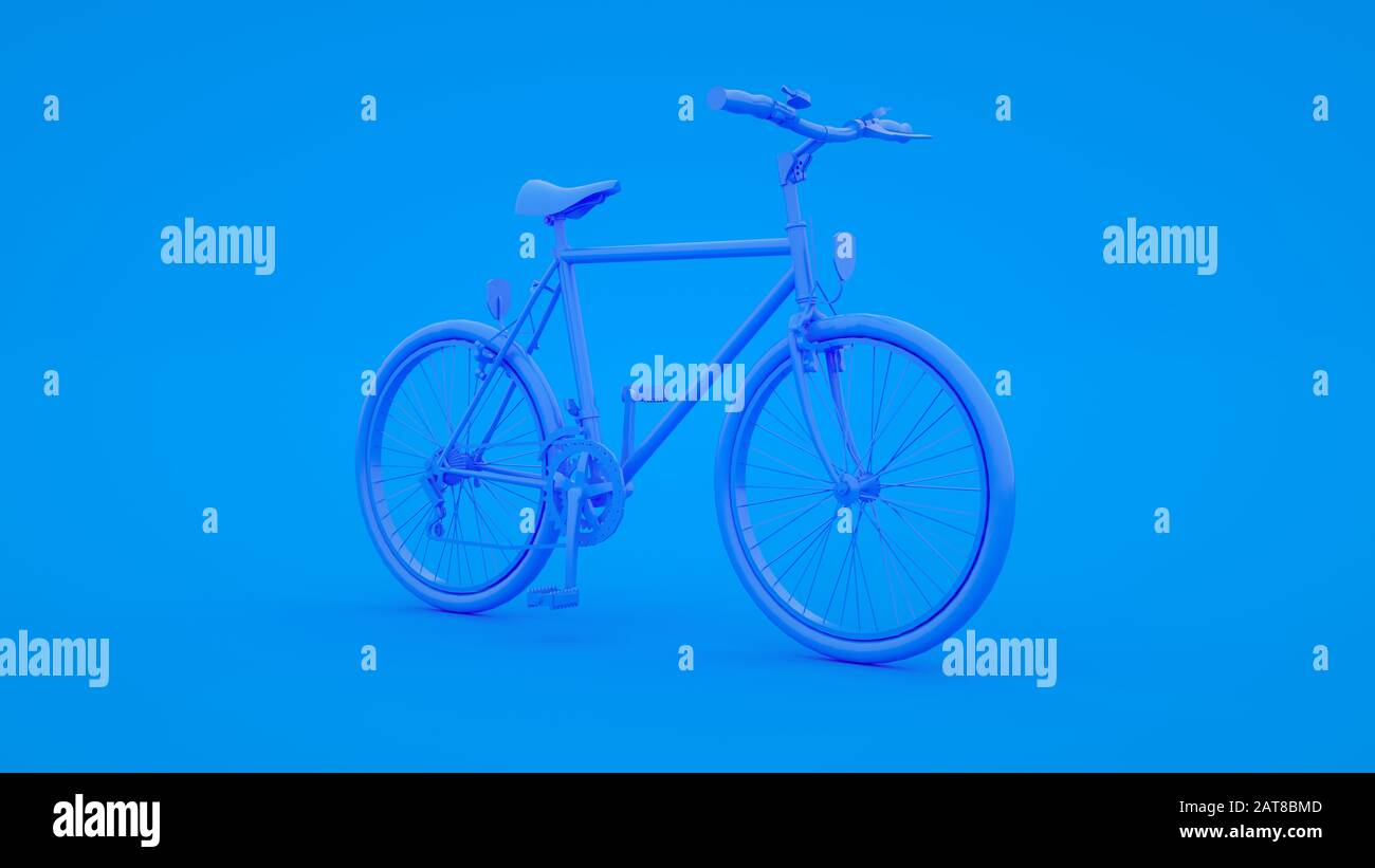 Bicycle on blue background. Blue toned 3d illustration Stock Photo - Alamy