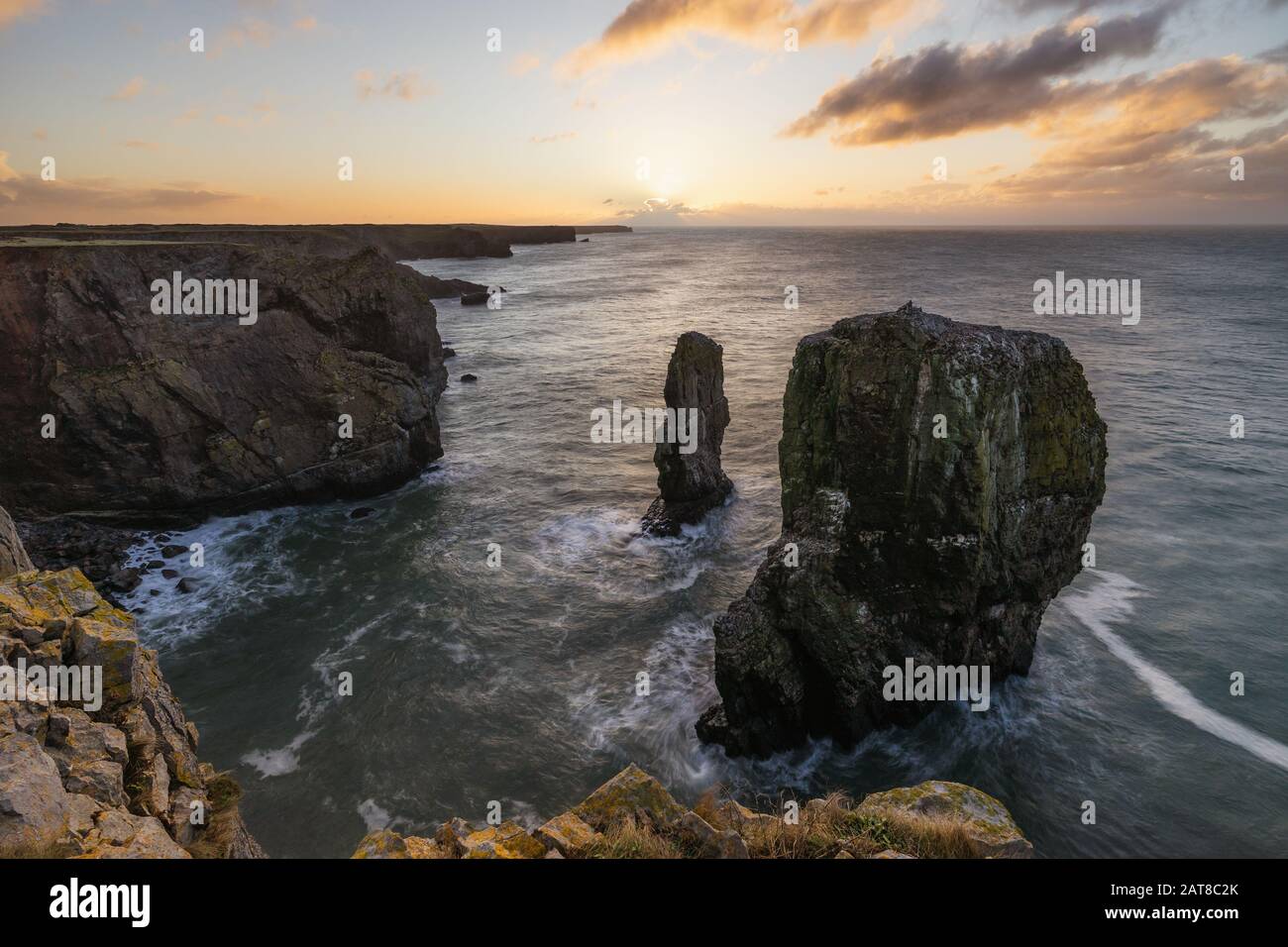 Stack rocks at Castlemartin, Pembrokeshire Stock Photo - Alamy