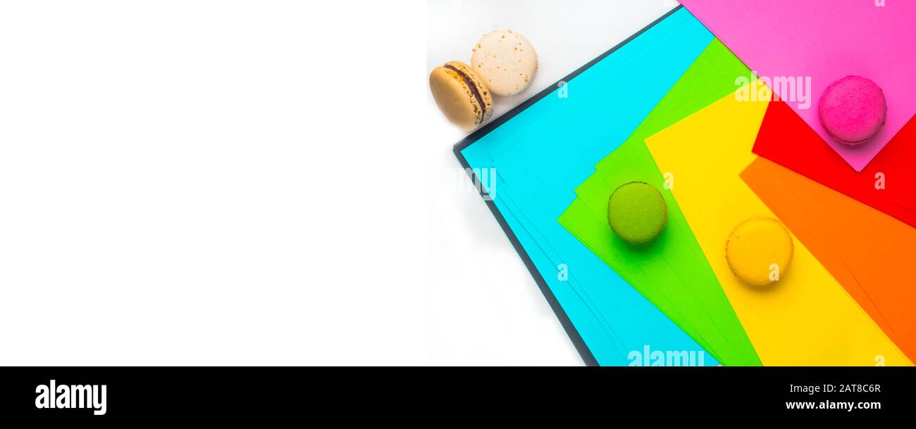 Macaroons rainbow background. Macaroons cookies any types of colour ...