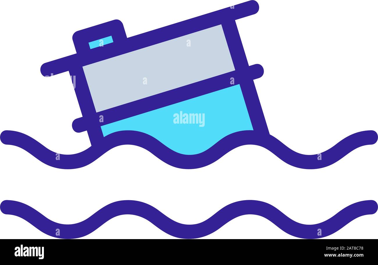 garbage in the ocean icon vector. Isolated contour symbol illustration ...
