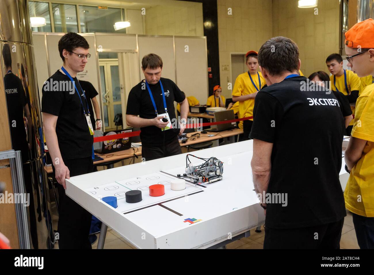 Competitions of robots among school students Stock Photo - Alamy