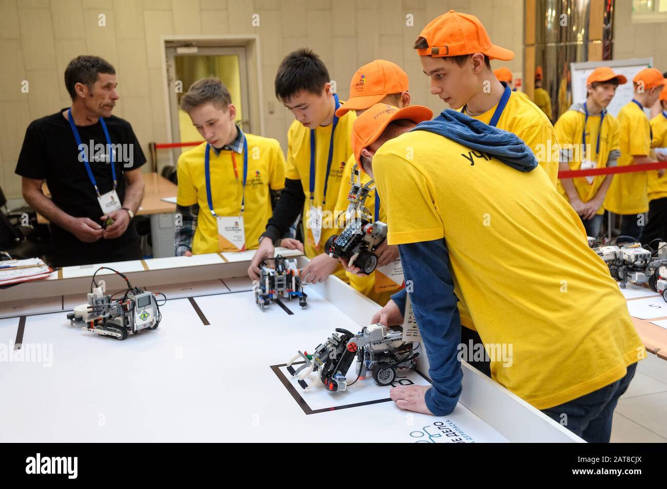 Competitions of robots among school students Stock Photo - Alamy