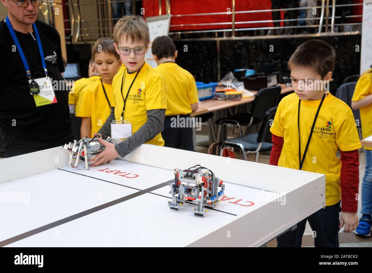 Competitions of robots among school students Stock Photo - Alamy