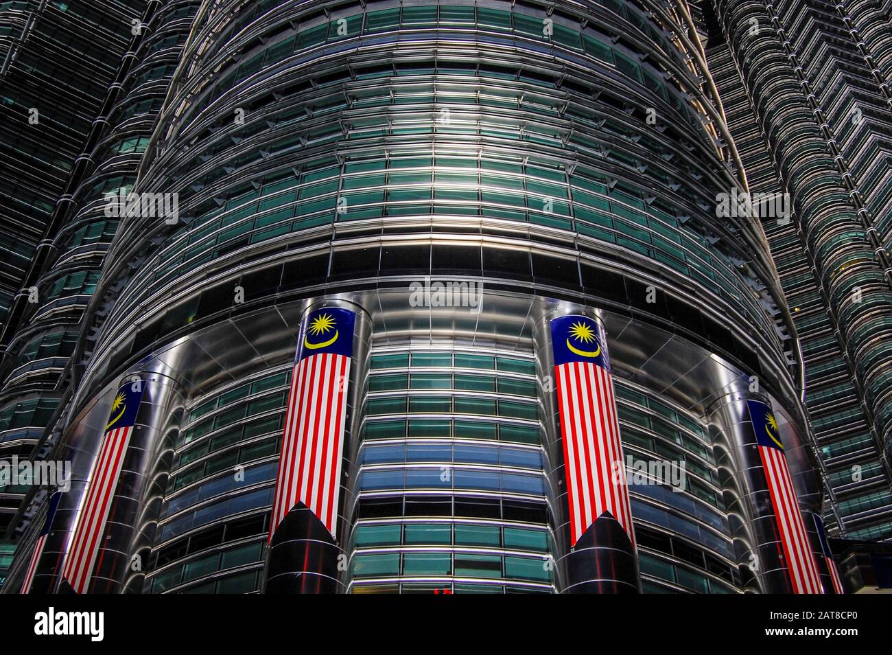 Low angle close up of the exterior of the Petronas Towers, Kuala Lumpur ...