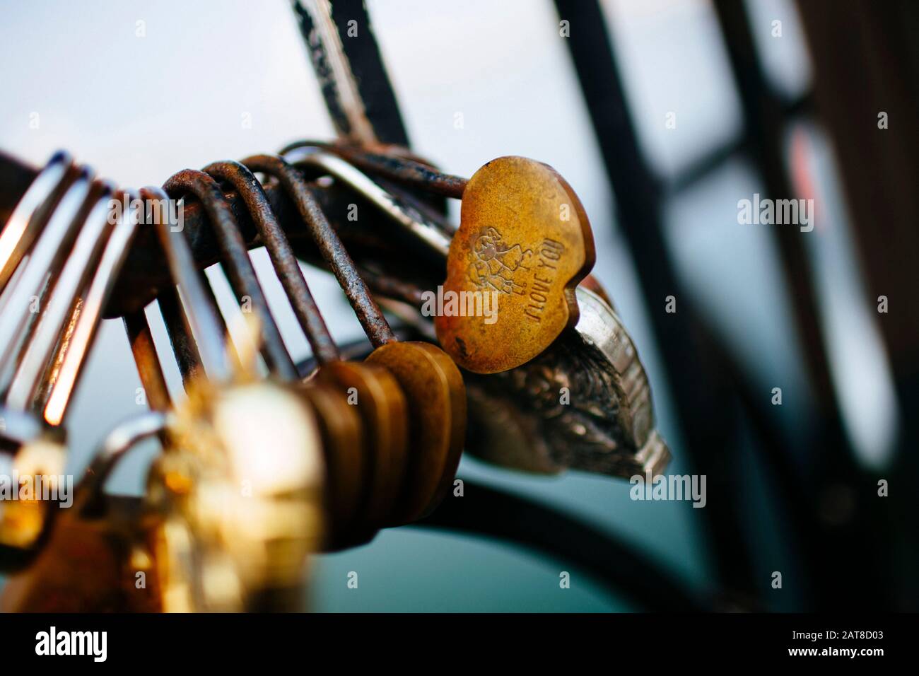 Close up of locks of love Stock Photo - Alamy
