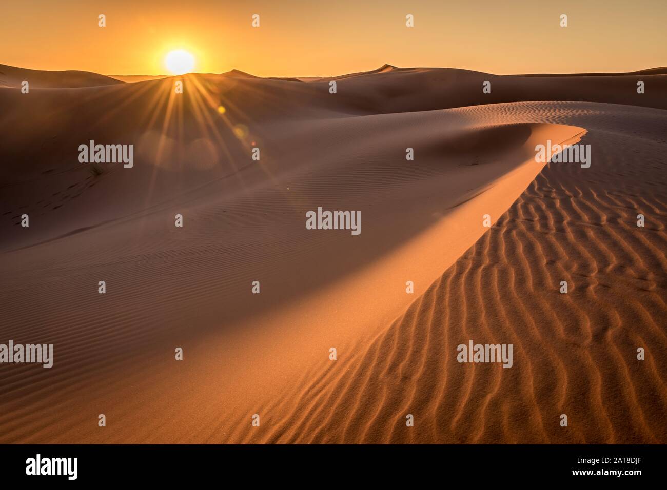 Sunrise over the Sahara Dunes, Merzouga, Morocco Stock Photo - Alamy