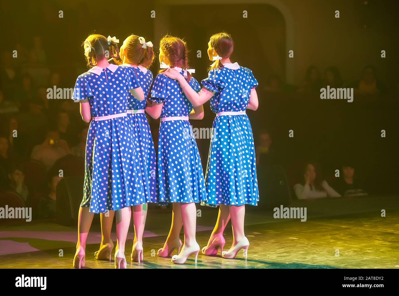 Beautiful female singers singing a song on stage Stock Photo - Alamy