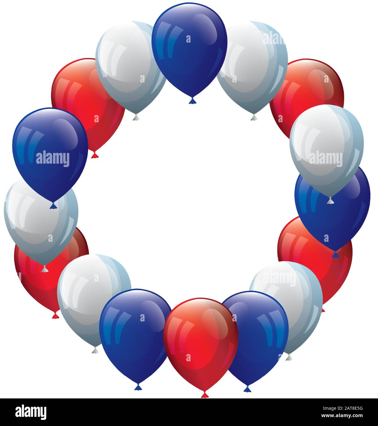 frame circular of balloons helium white with red and blue Stock Vector ...