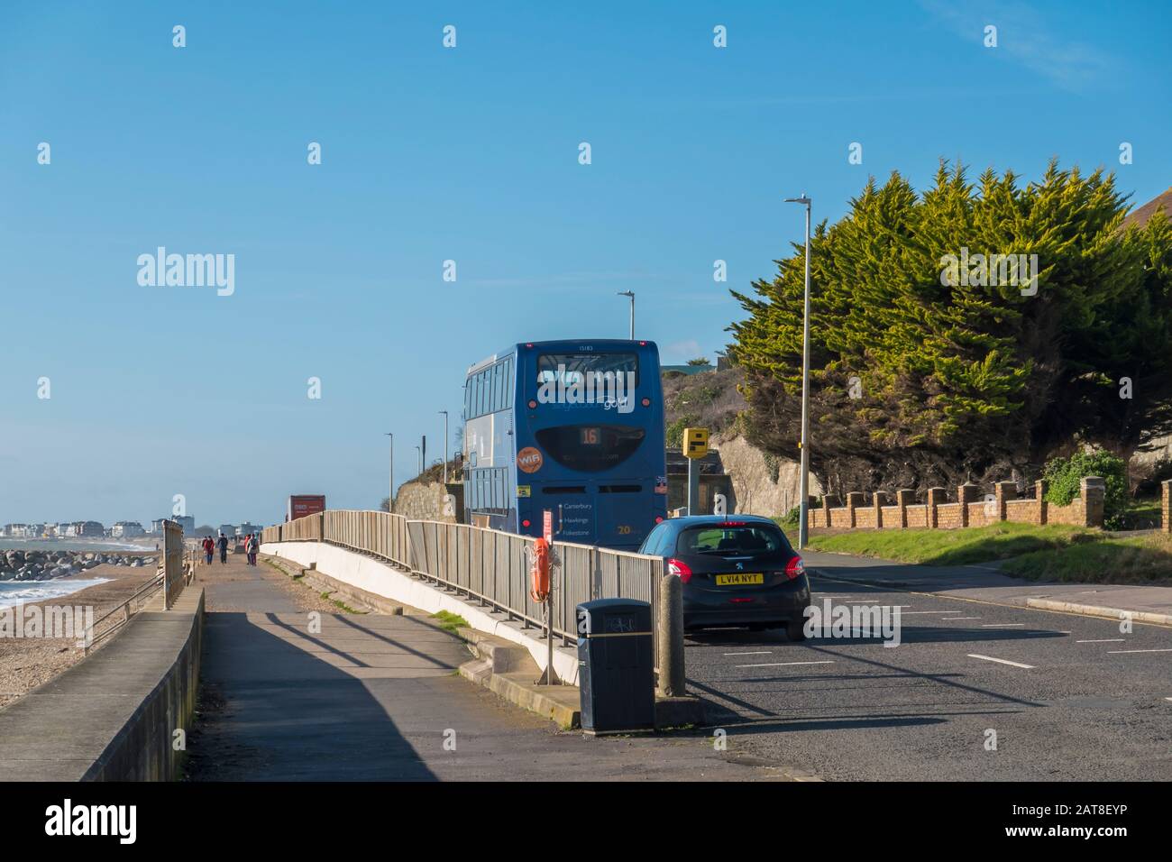 Sandgate Esplanade,A259,Saxon Shore Way,Sandgate,Folkestone,Kent Stock ...