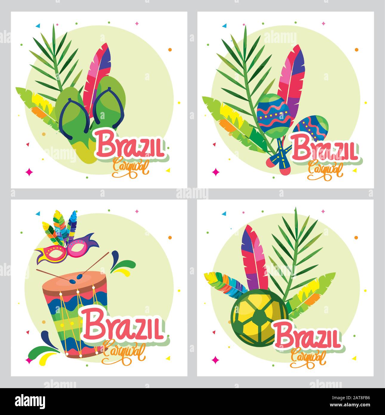 set of poster carnival brazil with decoration Stock Vector Image & Art ...
