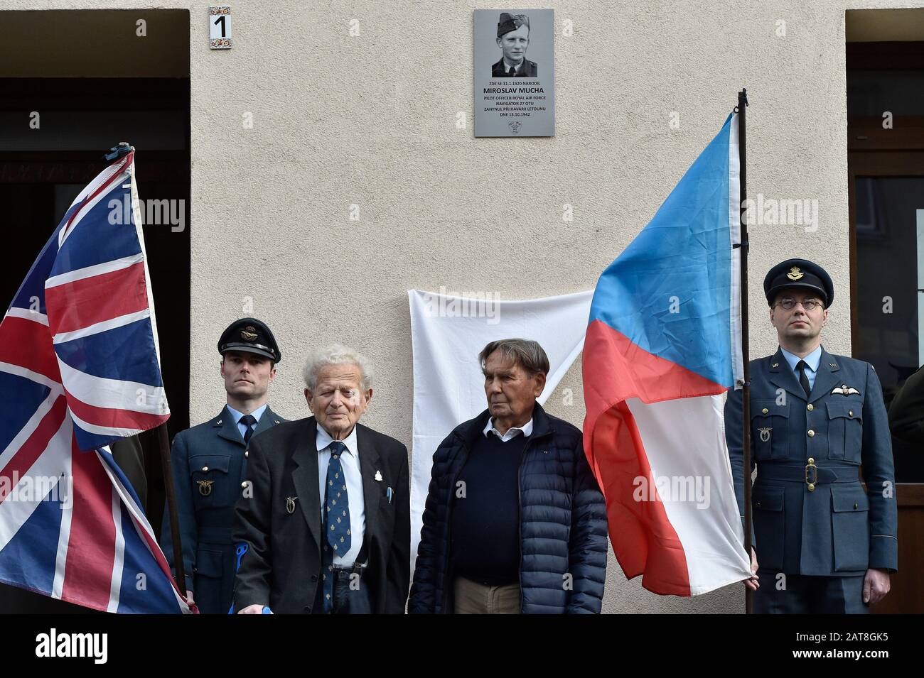 Former RAF members Tomas Lom, left, and Jiri Kafka unveiled the ...