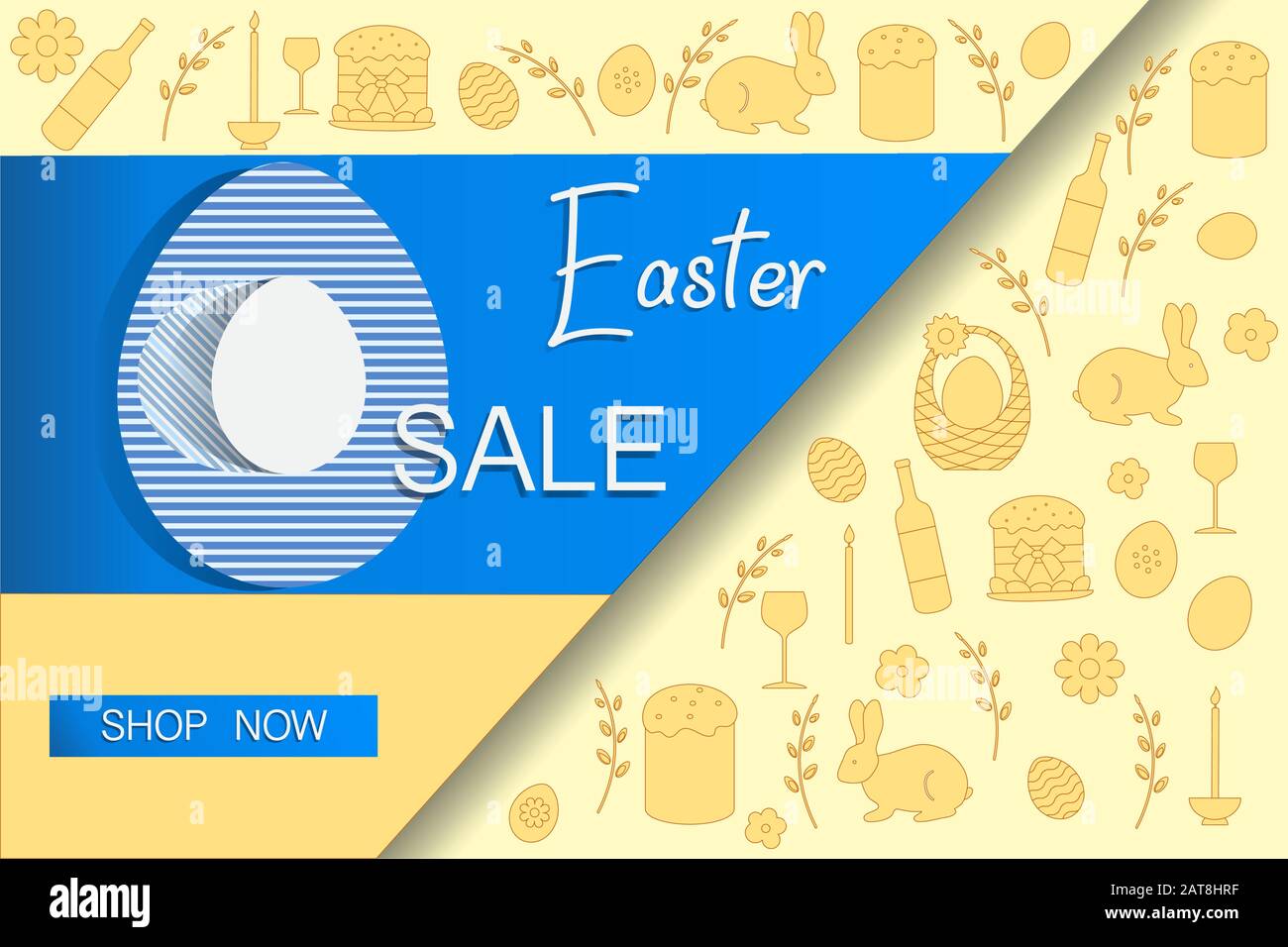 Vector illustration Easter egg, symbols Easter Sale template Shop now ...