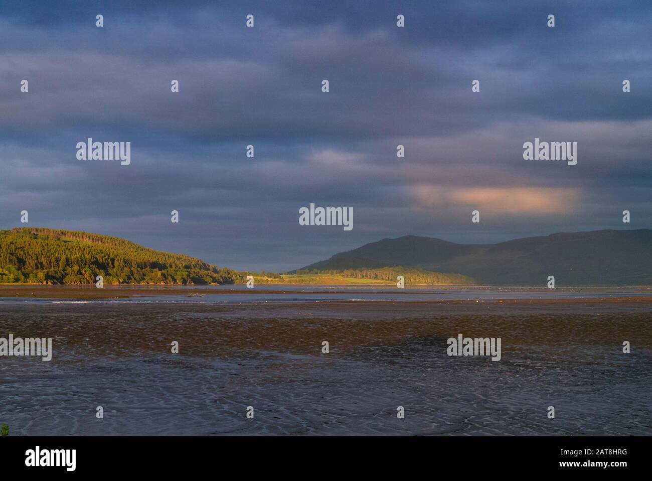 Landscape of a field at the end of the Dornoch Firth in the Scottish ...