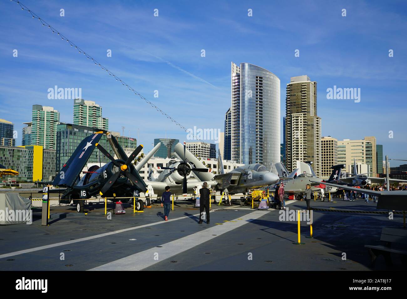 SAN DIEGO, CA -3 JAN 2020- View of Navy military airplanes on the deck ...