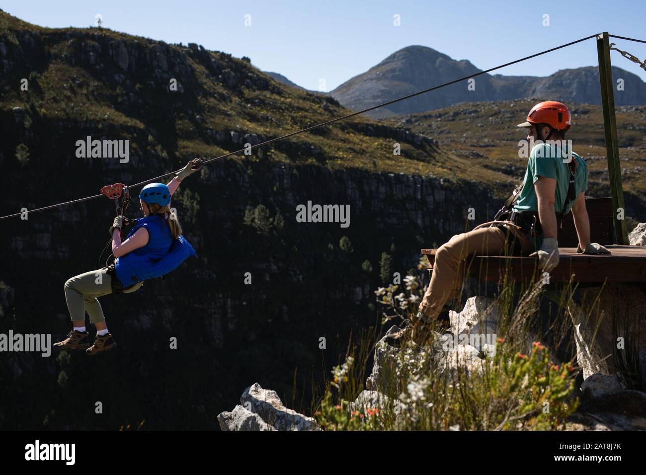 Couple ziplining hi-res stock photography and images - Alamy