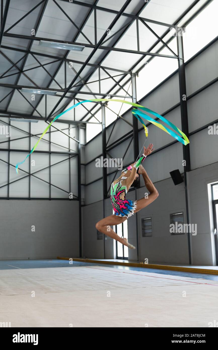 Gymnast with ribbon Stock Photo - Alamy