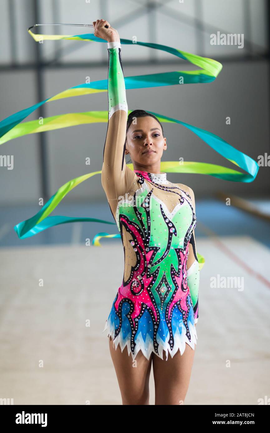 Gymnast with ribbon Stock Photo - Alamy