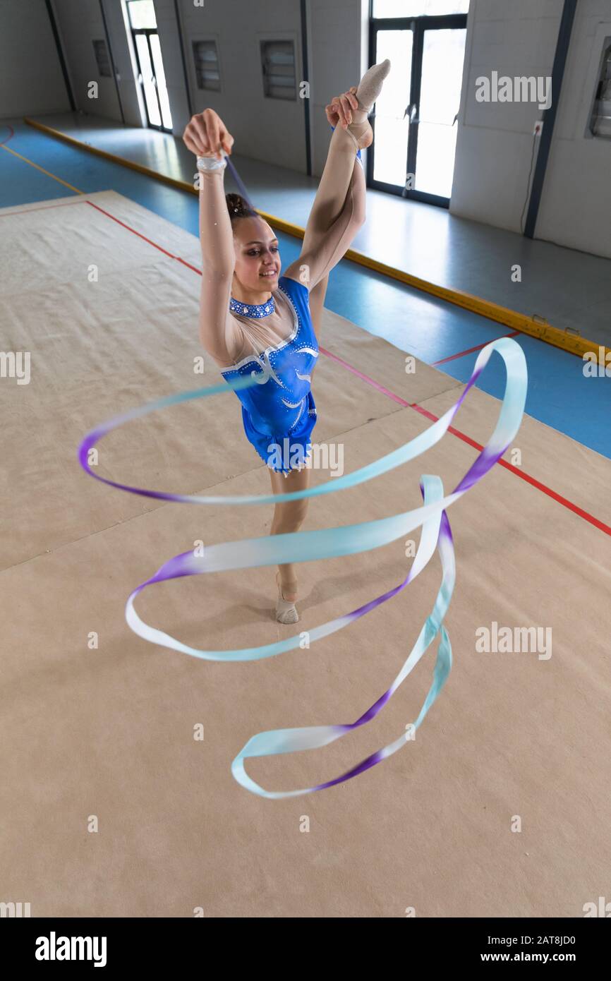 Gymnast with ribbon Stock Photo - Alamy