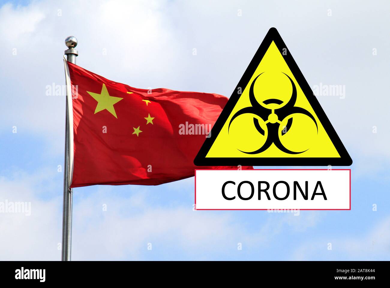 Coronovirus - warning sign and Chinese flag Stock Photo - Alamy