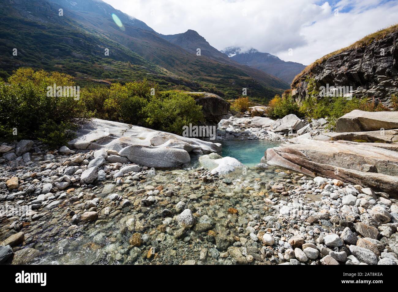 Blue water river in the Alps mountains, France. Nobody Stock Photo - Alamy