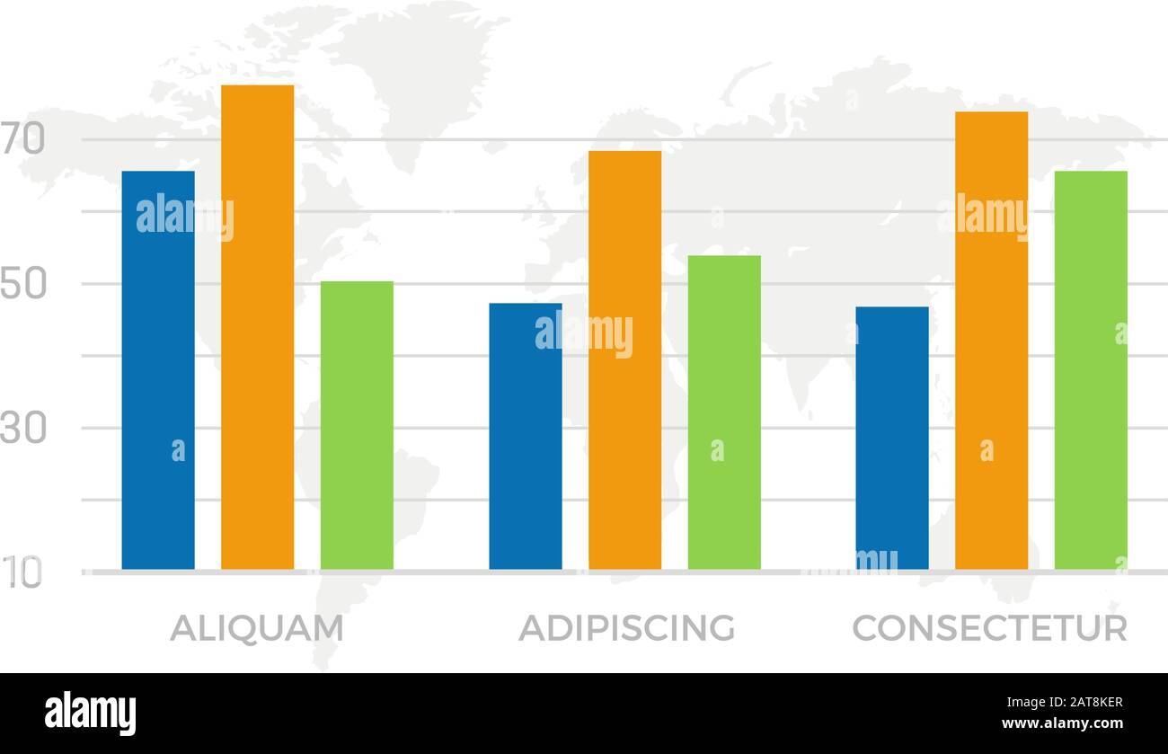 Set of green and blue, orange elements for infographic with world map ...
