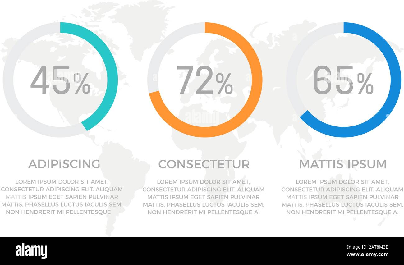 Set of turquoise and blue, orange elements for infographic with world ...