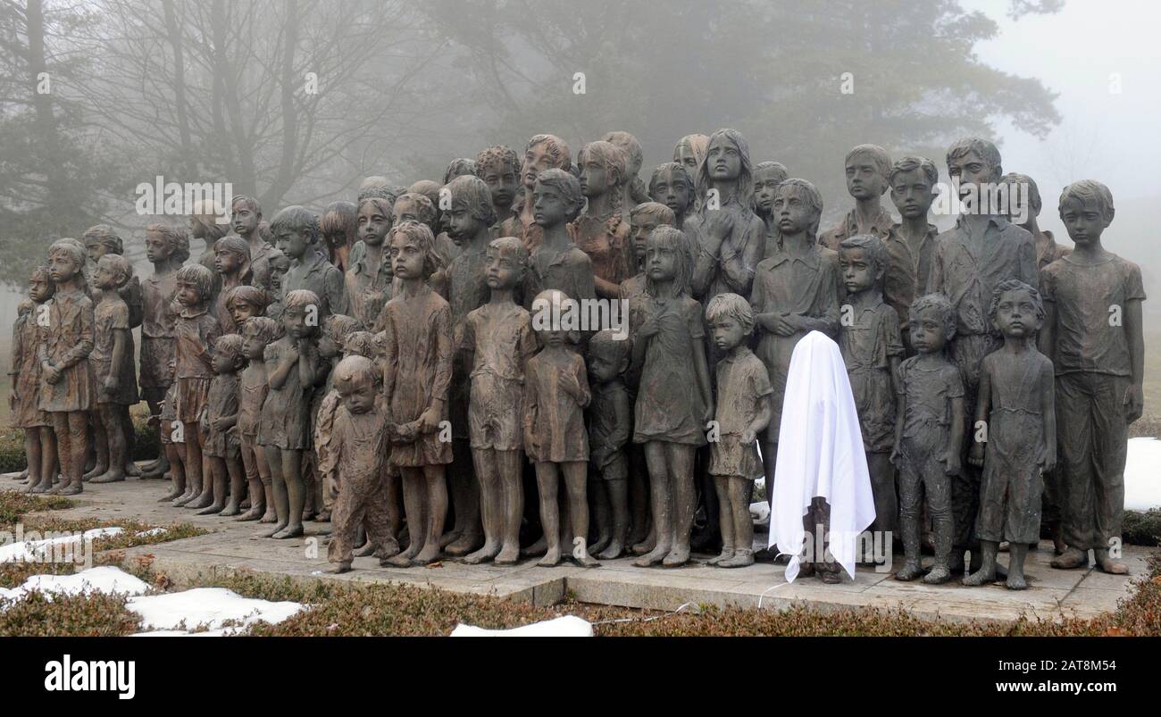 With children from lidice at the lidice memorial hi-res stock ...