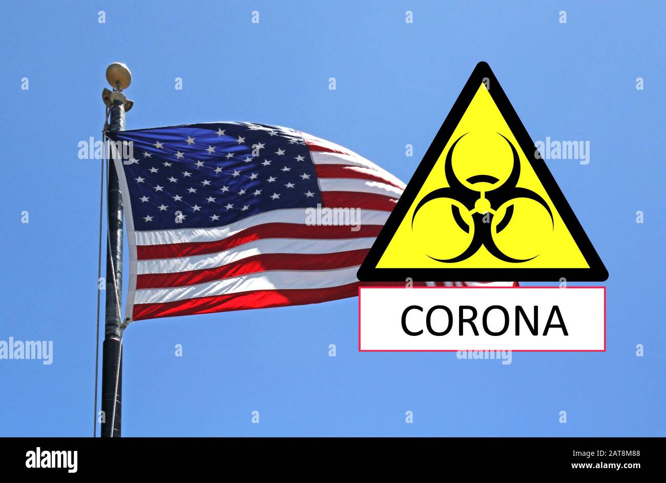 Coronavirus - US flag and warning sign Stock Photo - Alamy