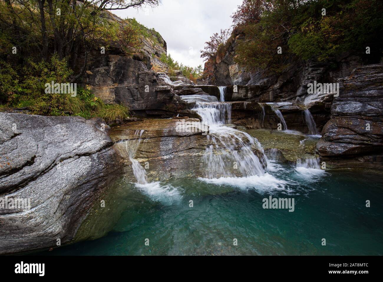 Waterfalls in the Alps mountains. France Stock Photo - Alamy