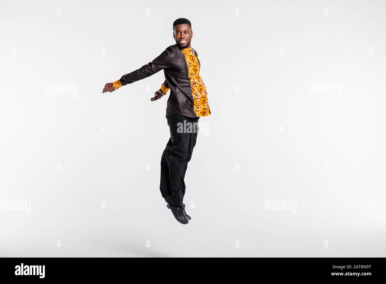Afro american dancer on white background. Man are dancing. Dance school ...