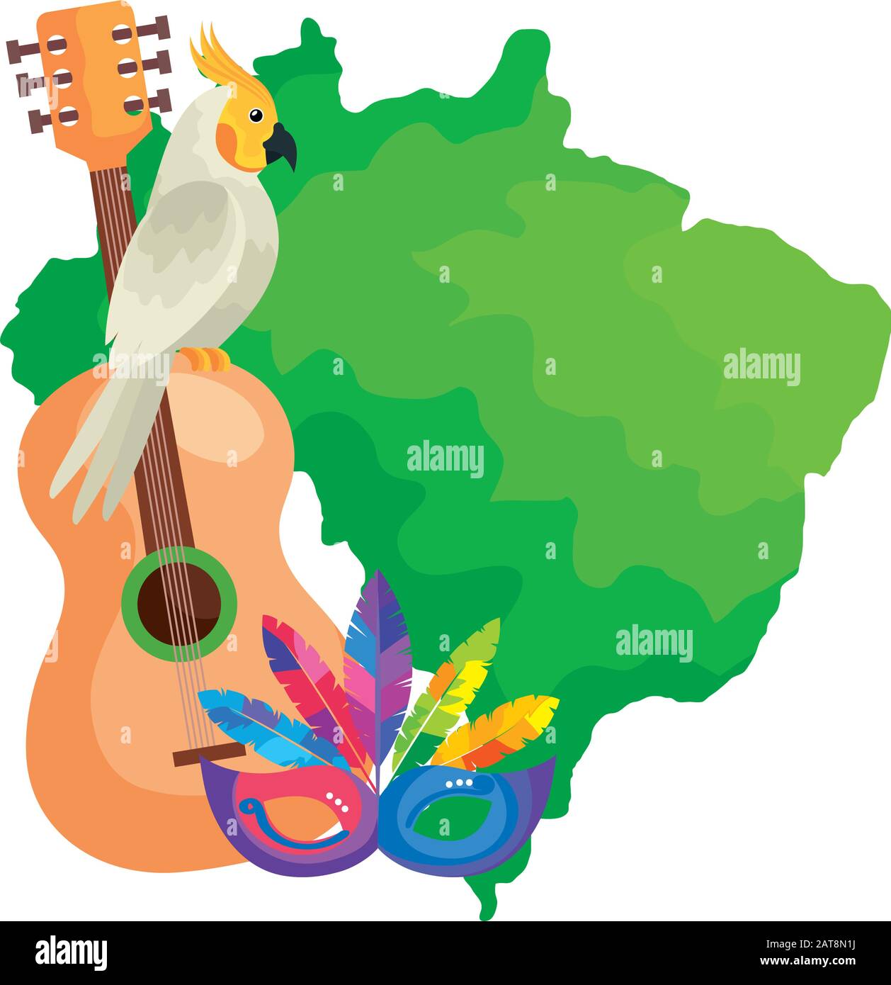 map of brazil with parrot and icons traditionals Stock Vector Image ...