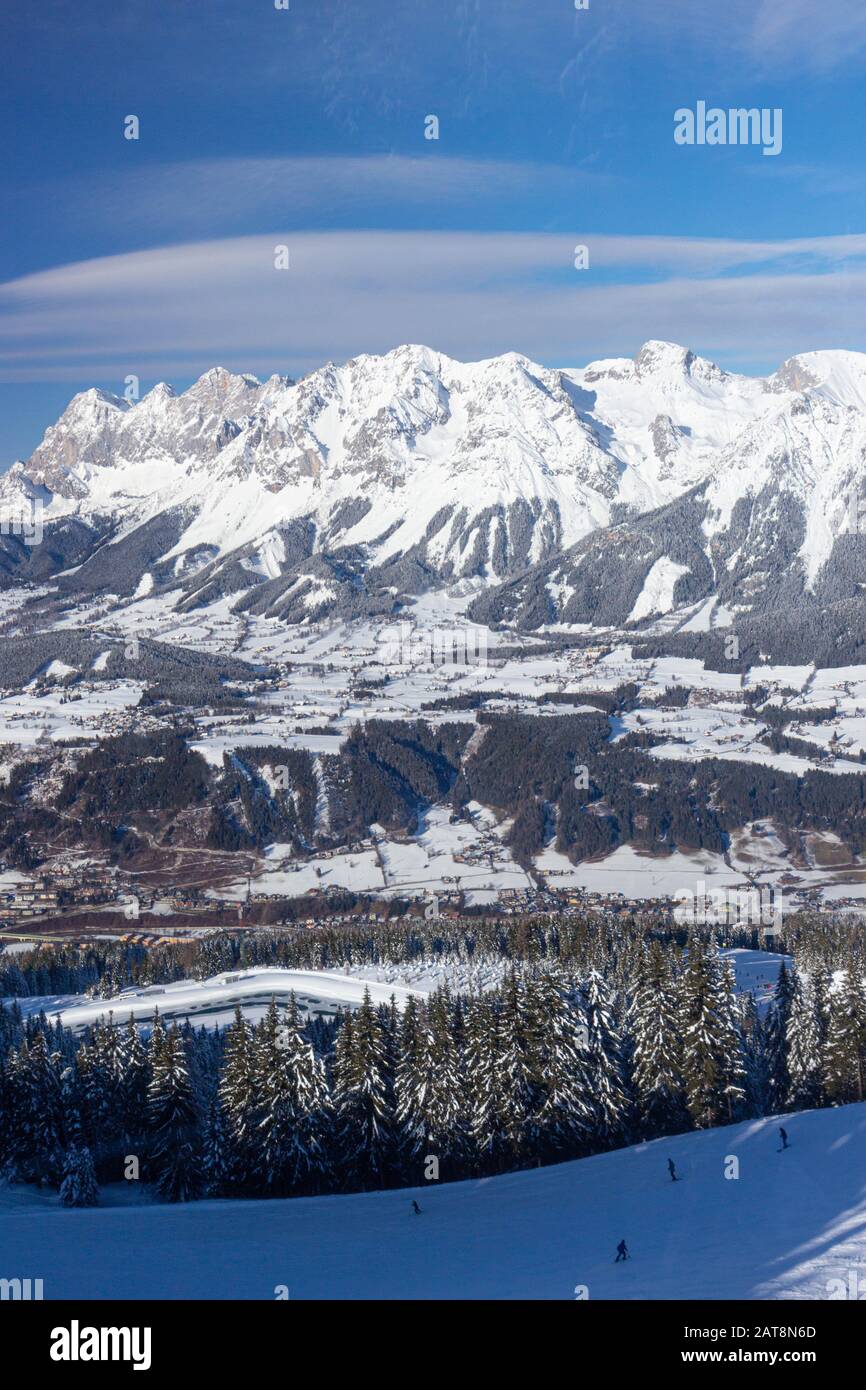 view from Schladming ski resort towards Dachstein glacier Stock Photo ...