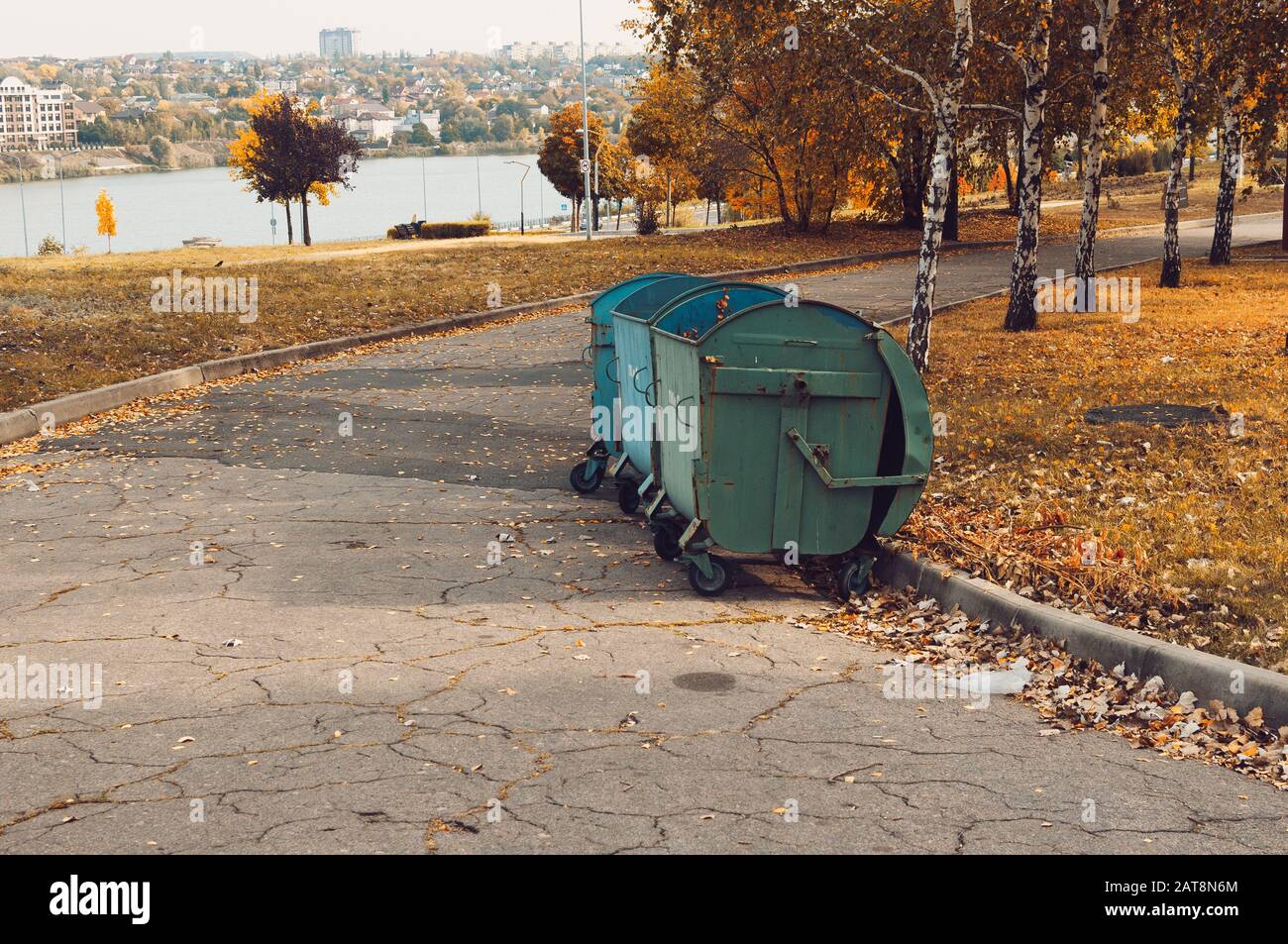 Donetsk, Ukraine. 10,2019 trash containers in the city center ...