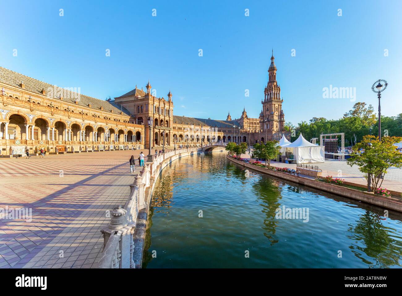 The famous Spain Square (Plaza de Espana). Seville, Spain.Built on 1928 ...
