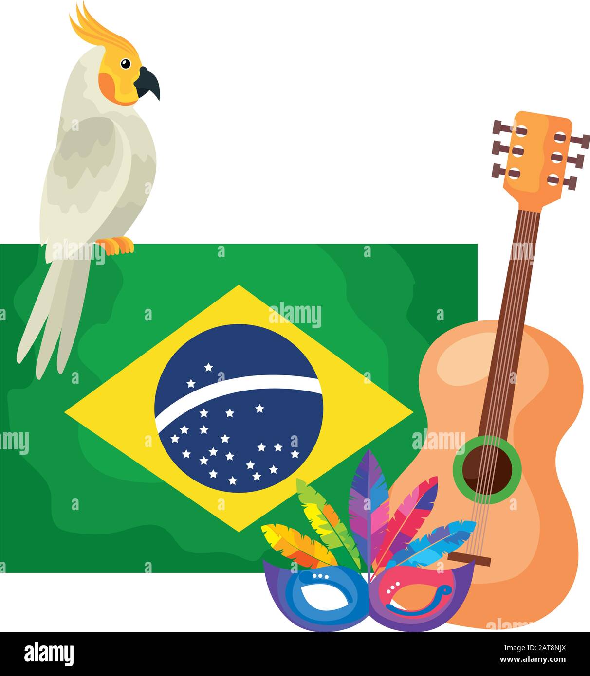 flag of brazil with parrot and icons traditional Stock Vector Image ...