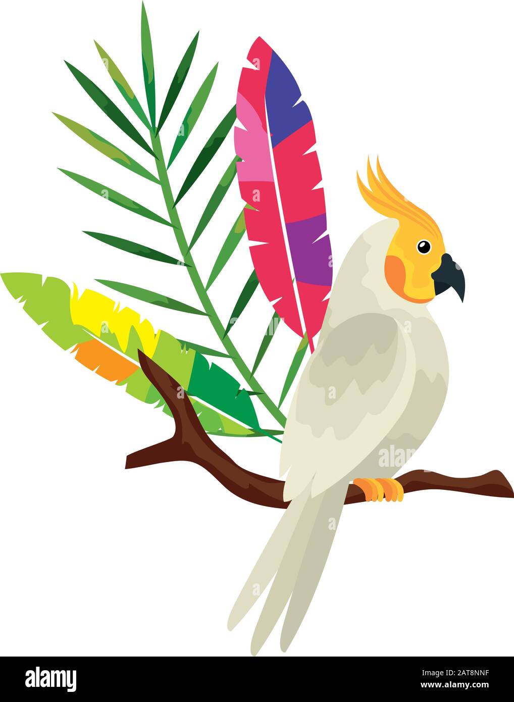parrot bird in tree branch isolated icon Stock Vector Image & Art - Alamy