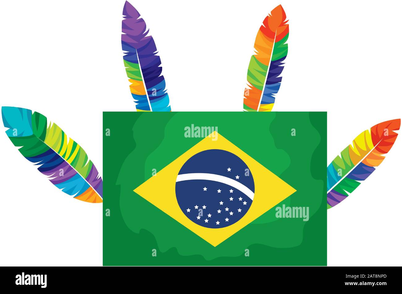 flag of brazil with feathers isolated icon Stock Vector Image & Art - Alamy