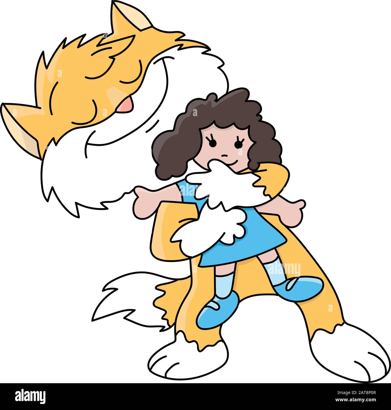 Cartoon cat hugging his doll vector illustration Stock Vector Image ...