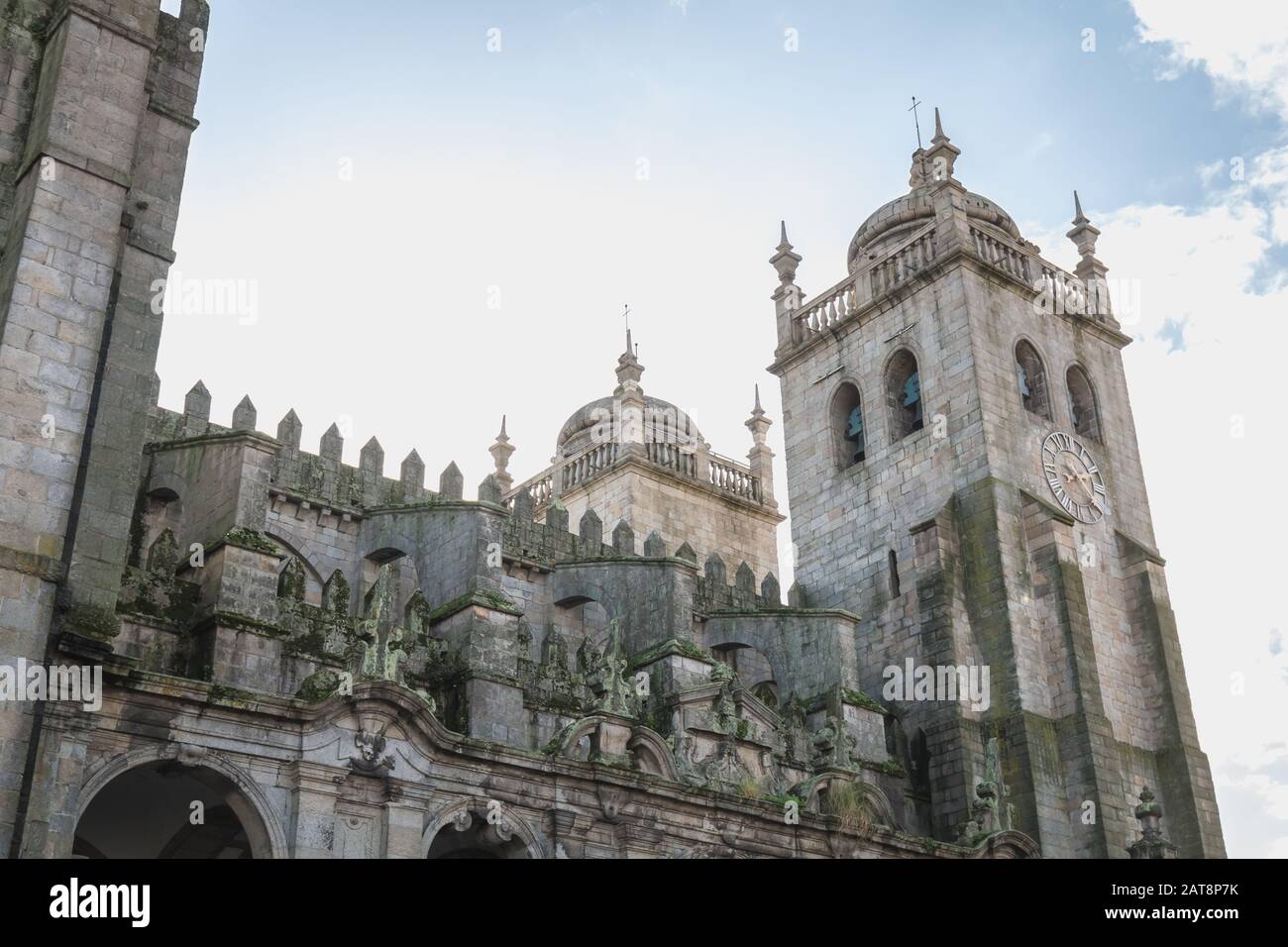 architectural detail of the Porto Cathedral in the historic city center ...