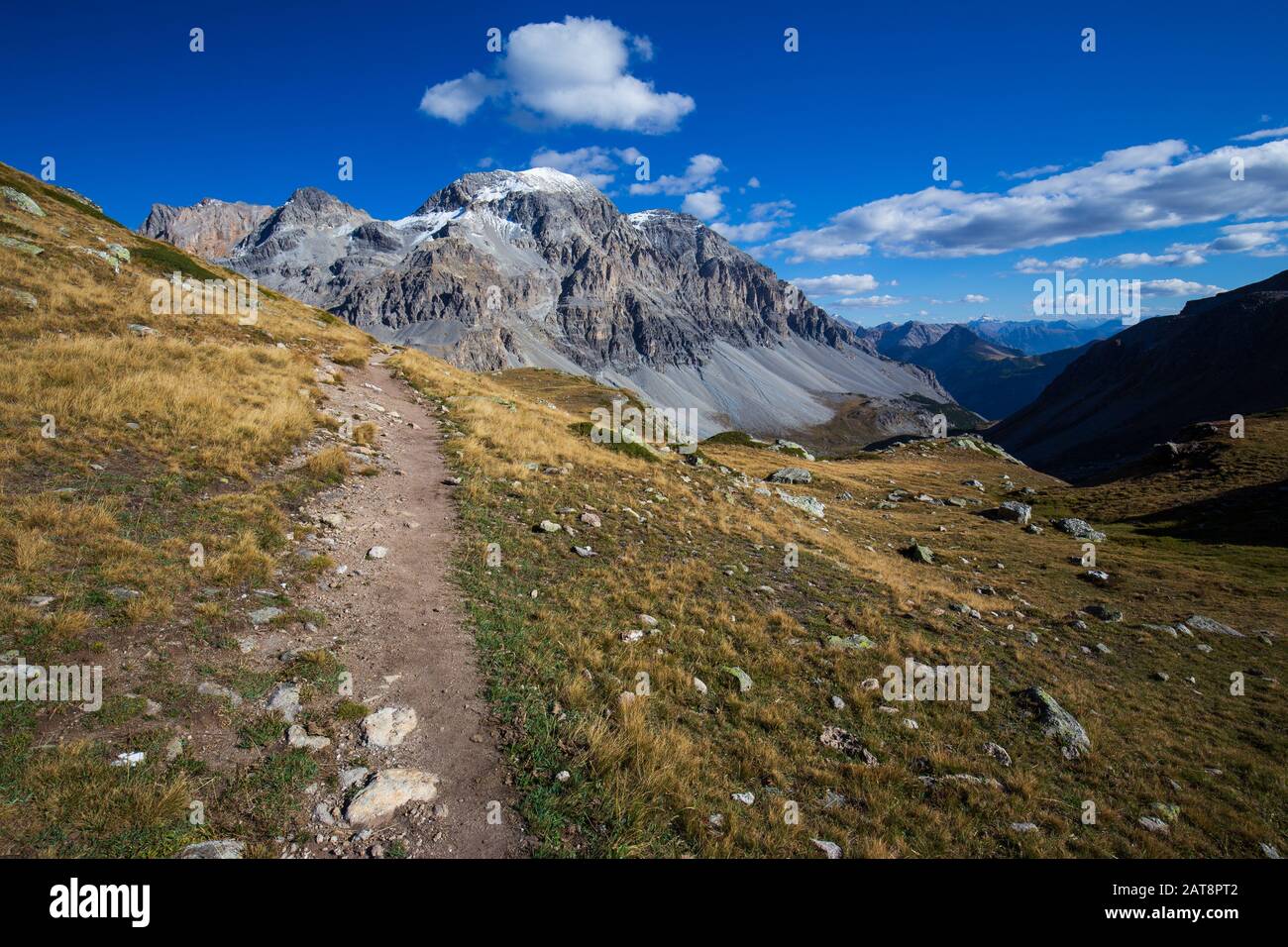 hiking trails in the Alps mountains. Scenic views Stock Photo - Alamy