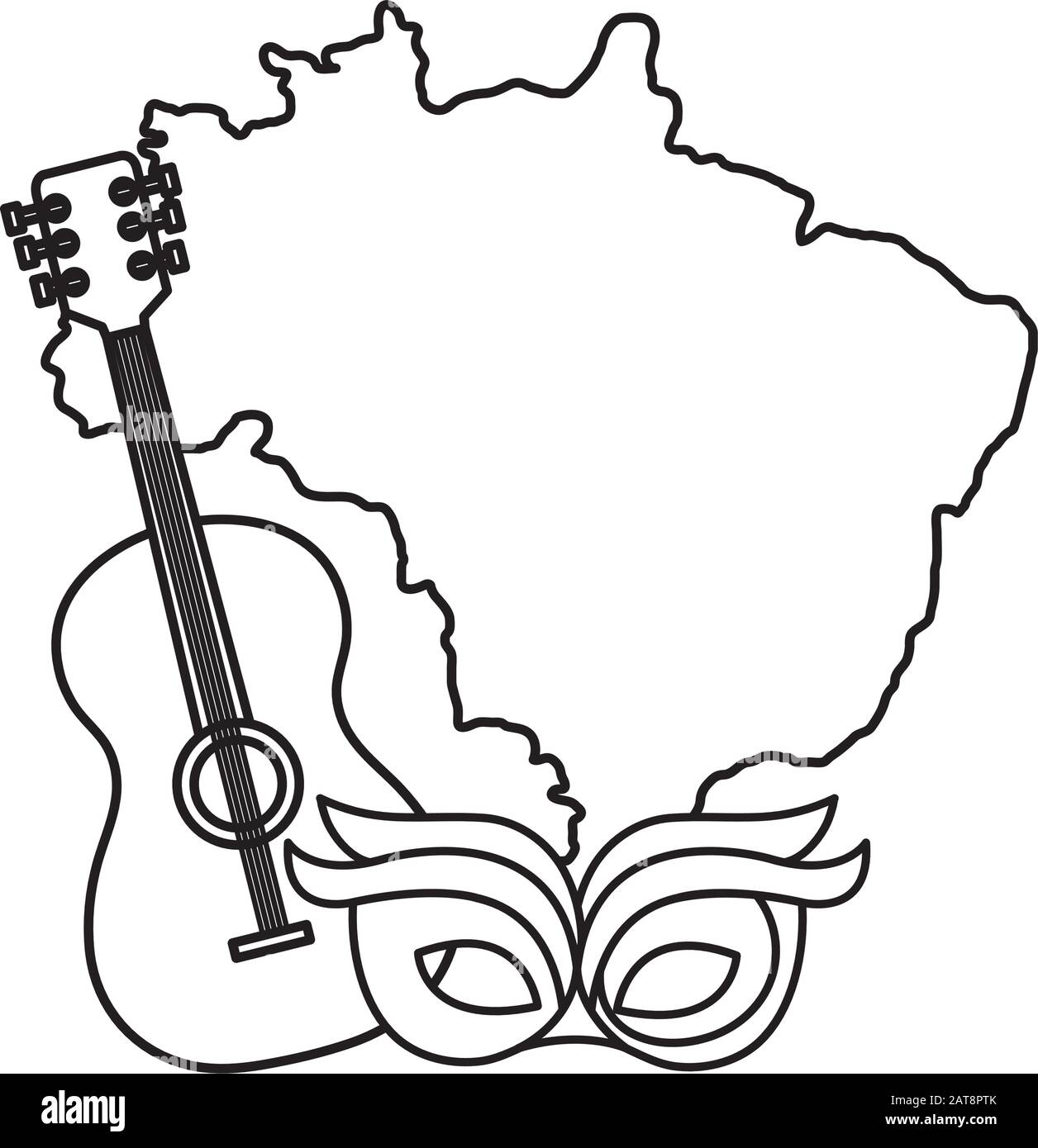 map of brazil with mask carnival and guitar Stock Vector Image & Art ...