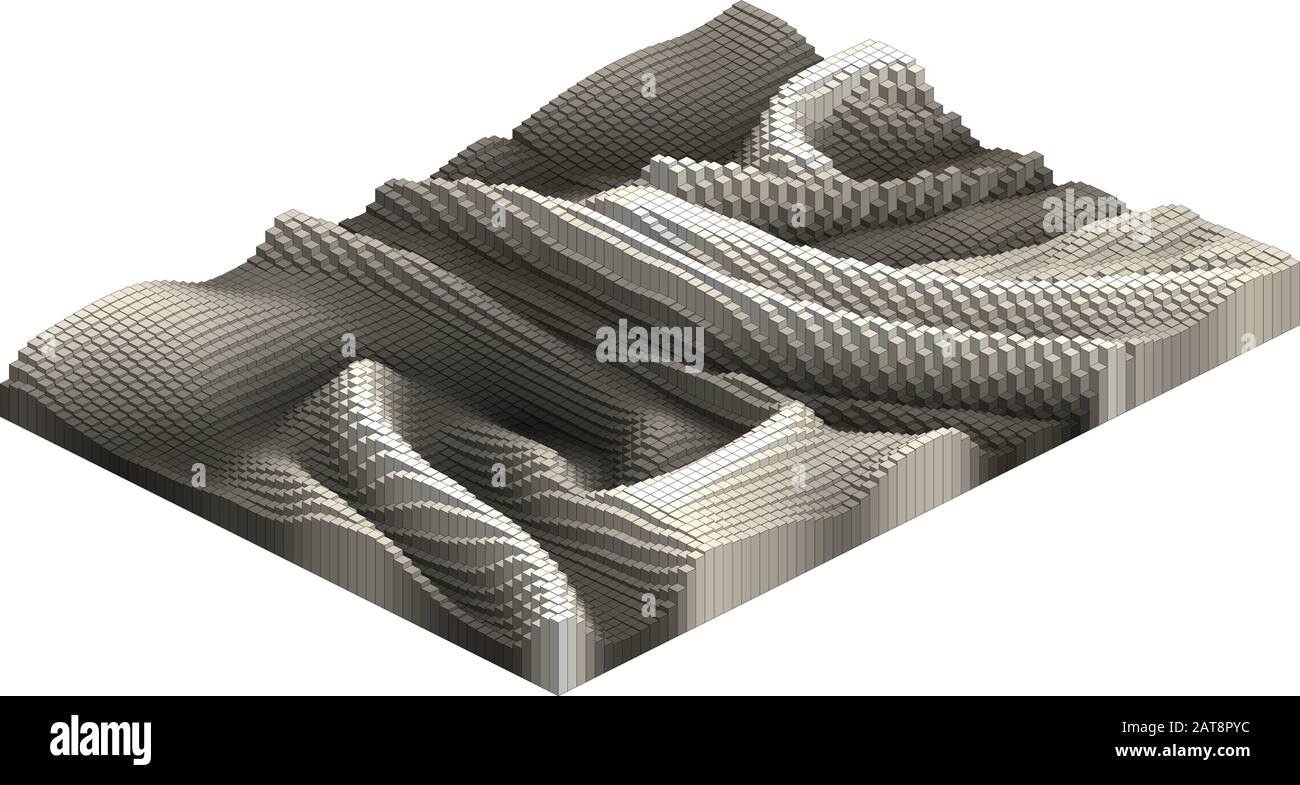 Voxel terrain landscape pixel art sample - 3D brick world - isometric ...