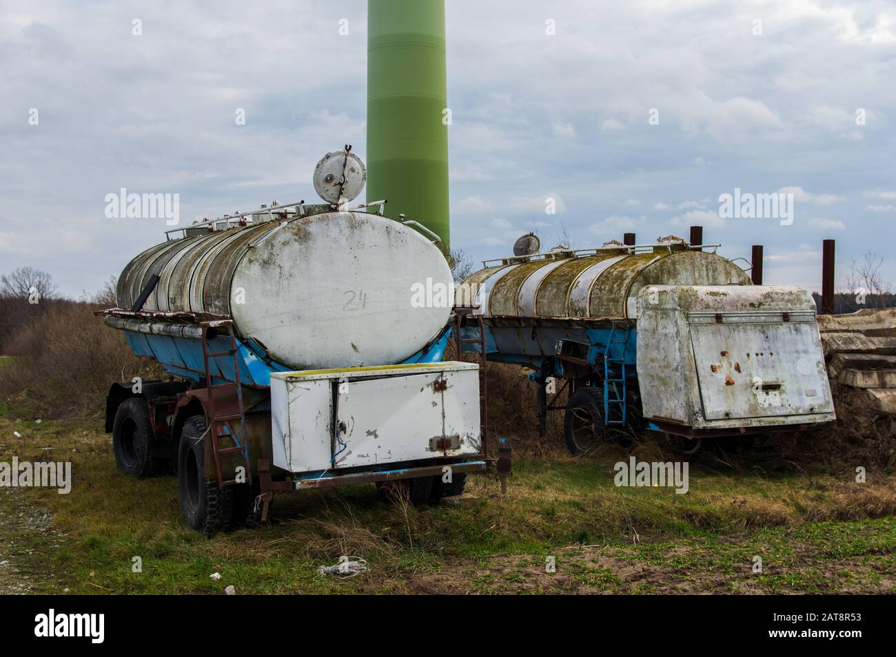 rusty and decaying milk tank trailers as they were used in the German ...