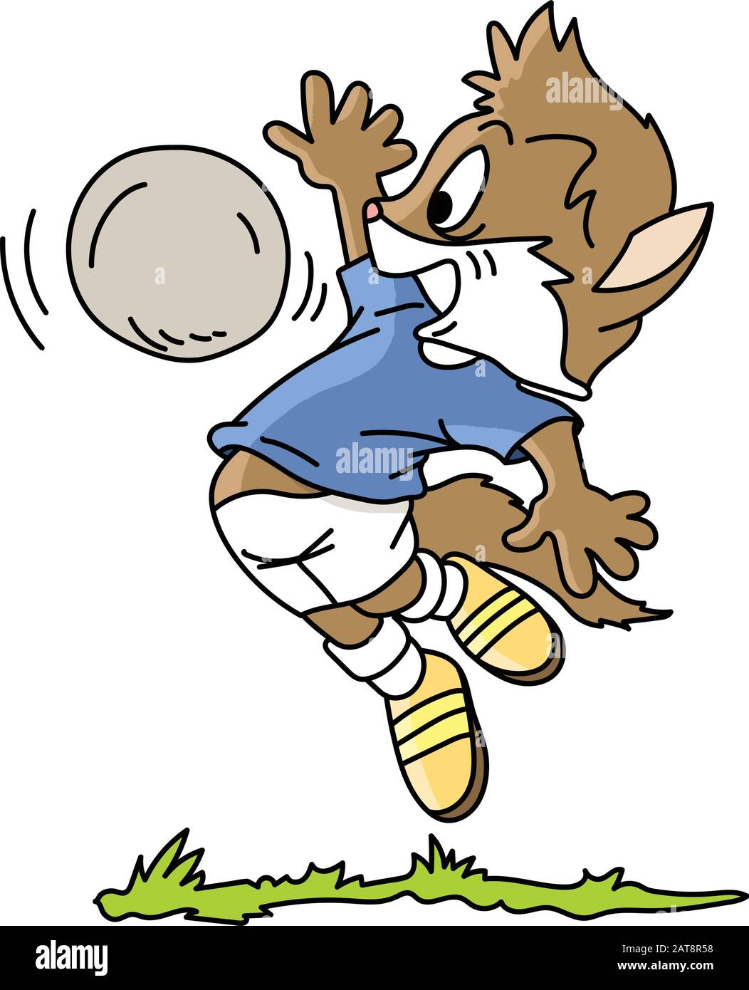 Cartoon cat playing football vector illustration Stock Vector Image ...
