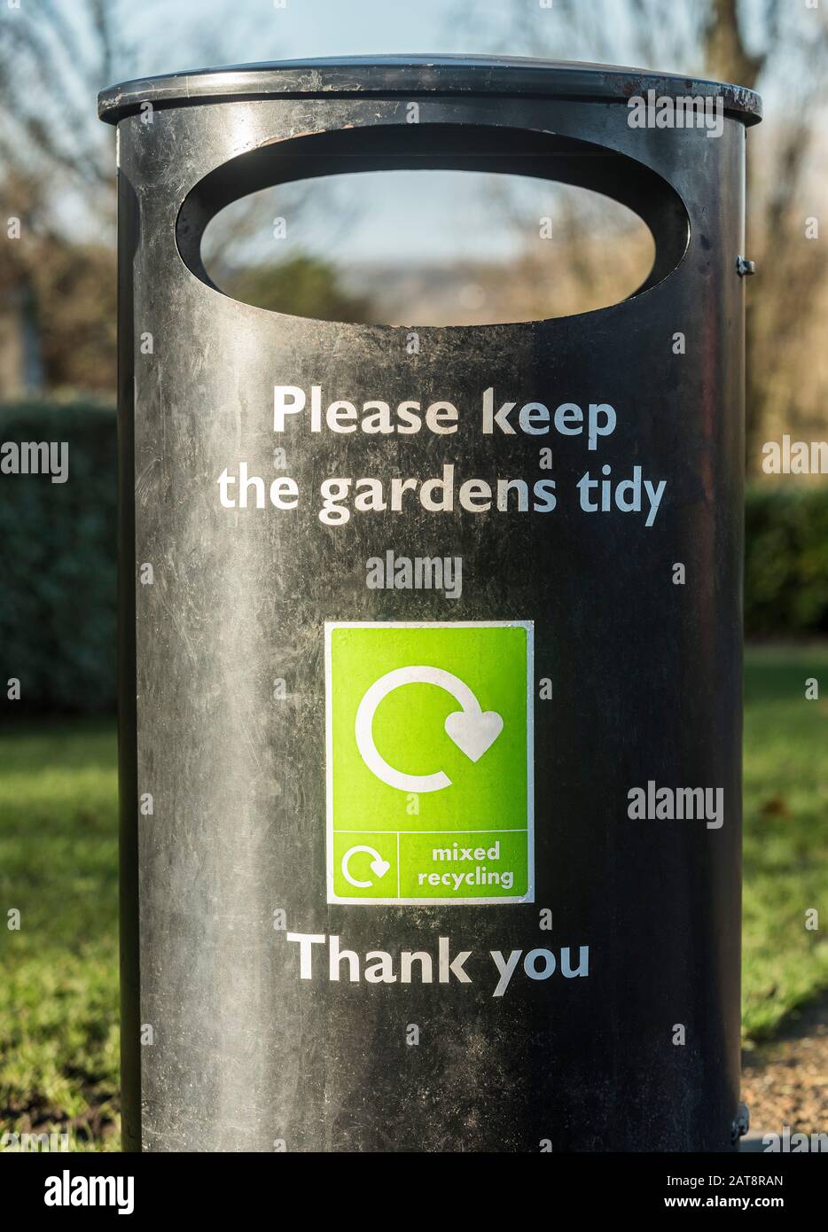 Public rubbish / litter bin in a park for recyclable materials Stock ...