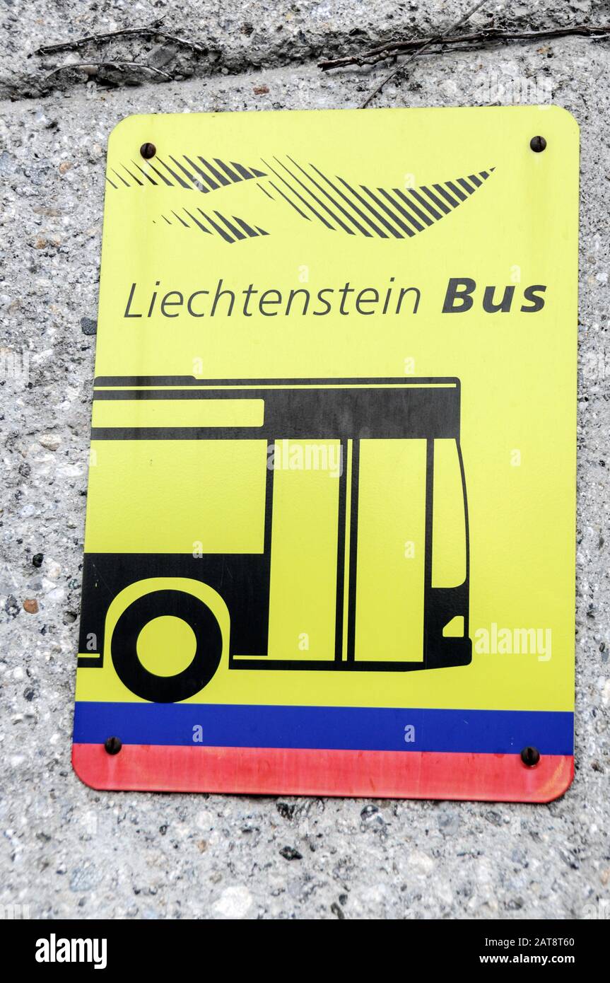 A bus Stop sign in Liectenstein Stock Photo - Alamy